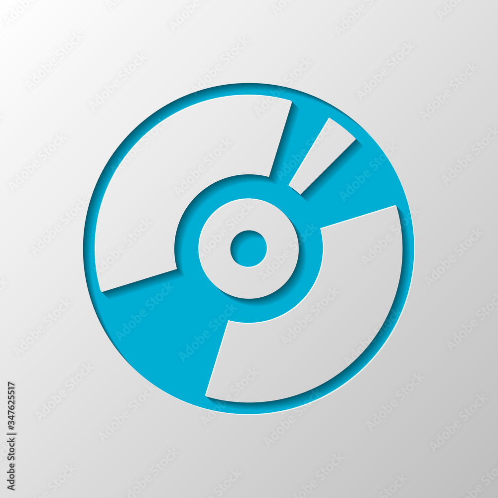 Vintage vinyl, audio disc, dj player. Simple icon, music logo. Paper ...