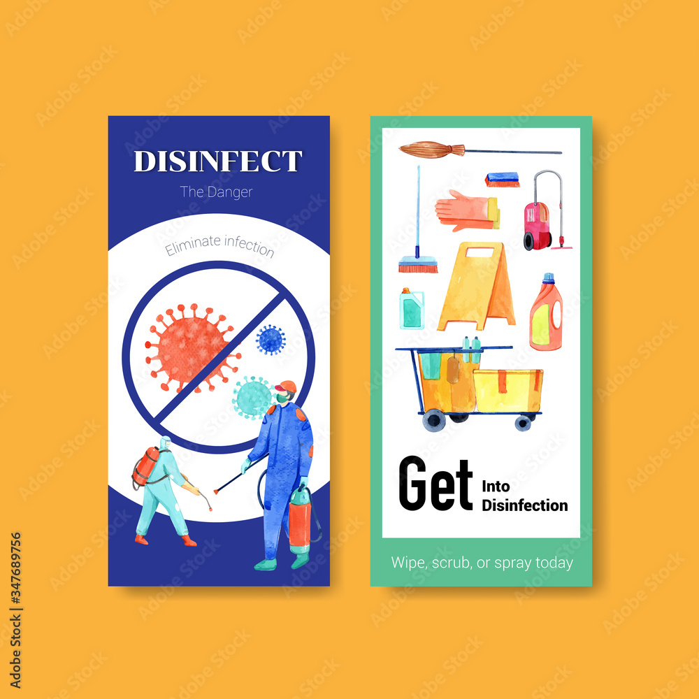 flyer or leaflet design disinfection with spraying,cleaning,washing and ...
