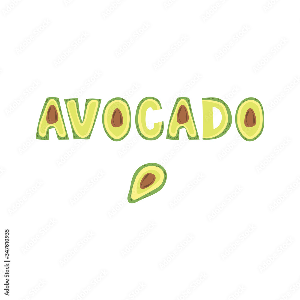 Avocado - lettering word design in Scandinavian style. Vector ...