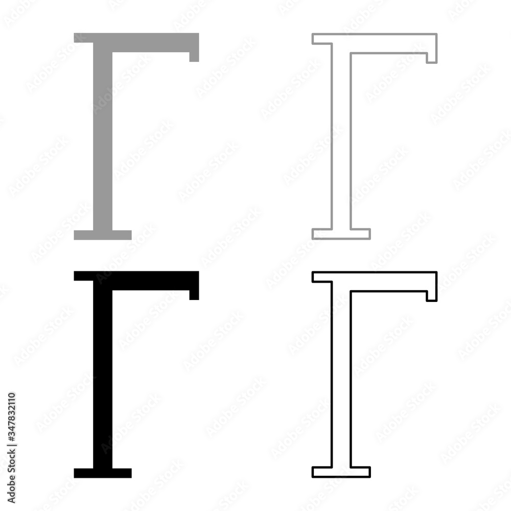 Gamma greek symbol capital letter uppercase font icon outline set black ...