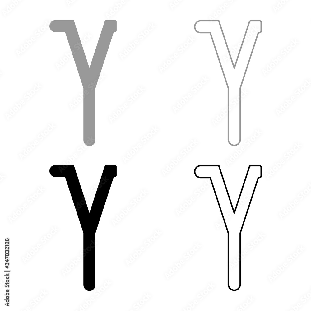 Gamma greek symbol small letter lowercase font icon outline set black ...