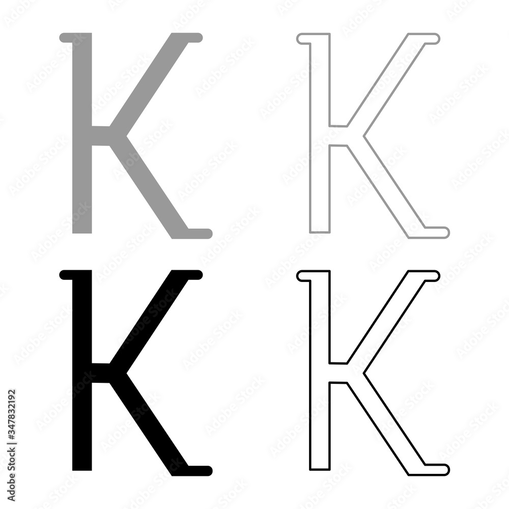 Kappa greek symbol small letter lowercase font icon outline set black ...