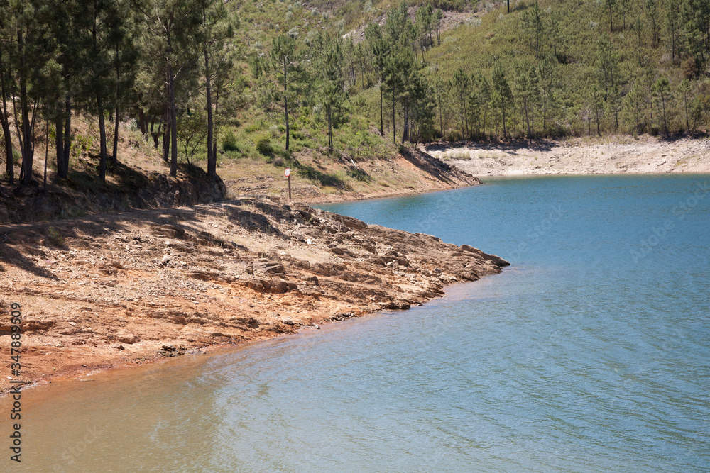 shoreline of the Castelo do Bode lake, Central Portugal. A man made ...