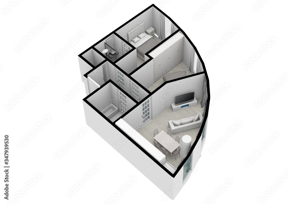 House Floor Plan elevation 3d. Floor plan. Color floor plan. Floor plan ...