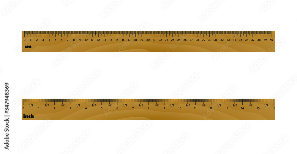 Image vectorielle Stock Inch and metric rulers with wood texture ...