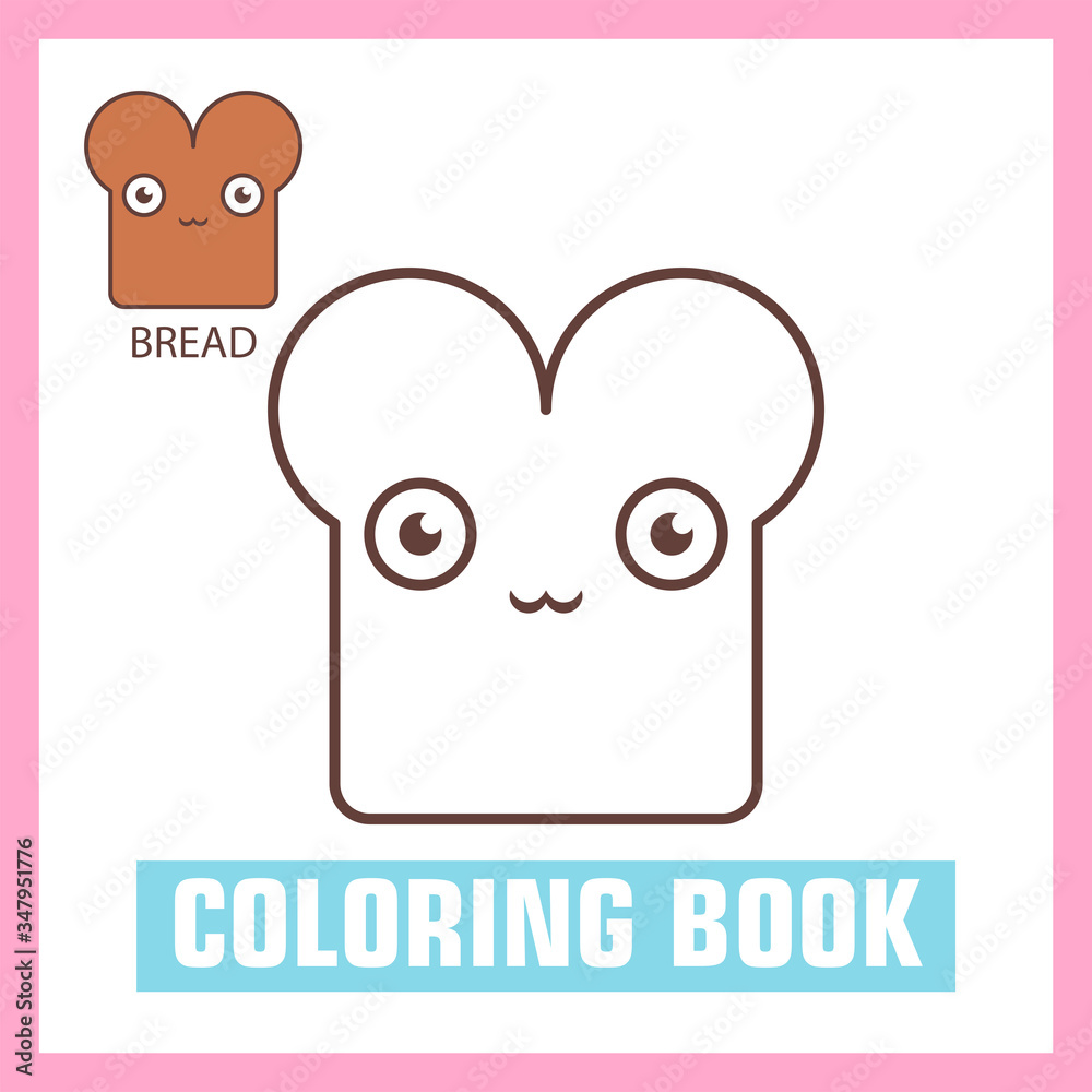 Coloring book with bread. Color the ice cream drawing activity ...