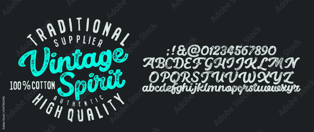 Vintage Brush Script Modern Alphabet. Retro Typeface. Letters.Vector ...