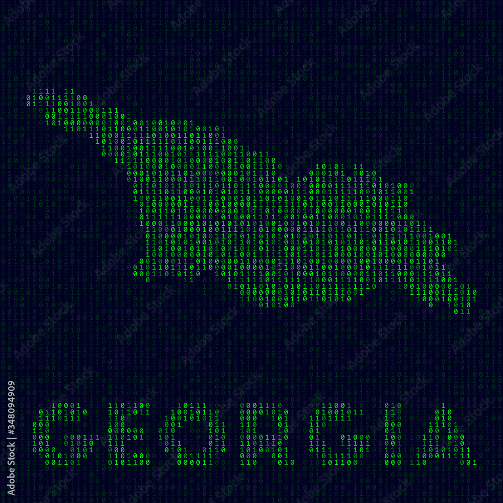 Digital Georgia logo. Country symbol in hacker style. Binary code map ...