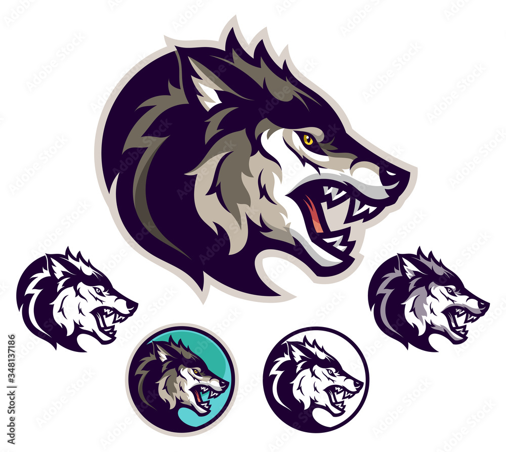 Angry wolf emblem Stock Vector | Adobe Stock
