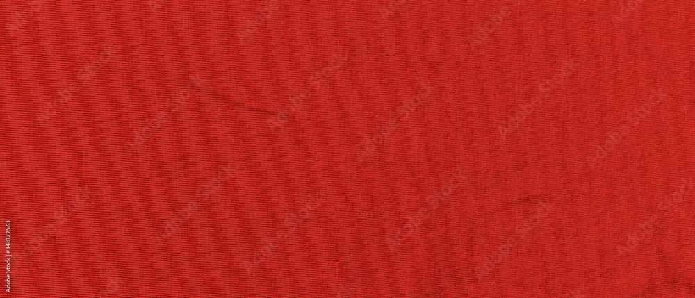 Bright red texture of knit fabric. Red textile background with natural ...