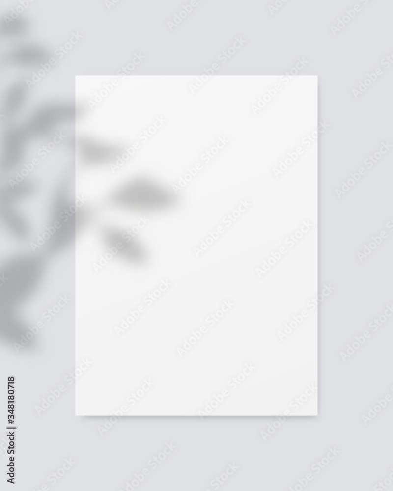 Blank white paper with shadow overlay. Mockup vector isolated. Template ...