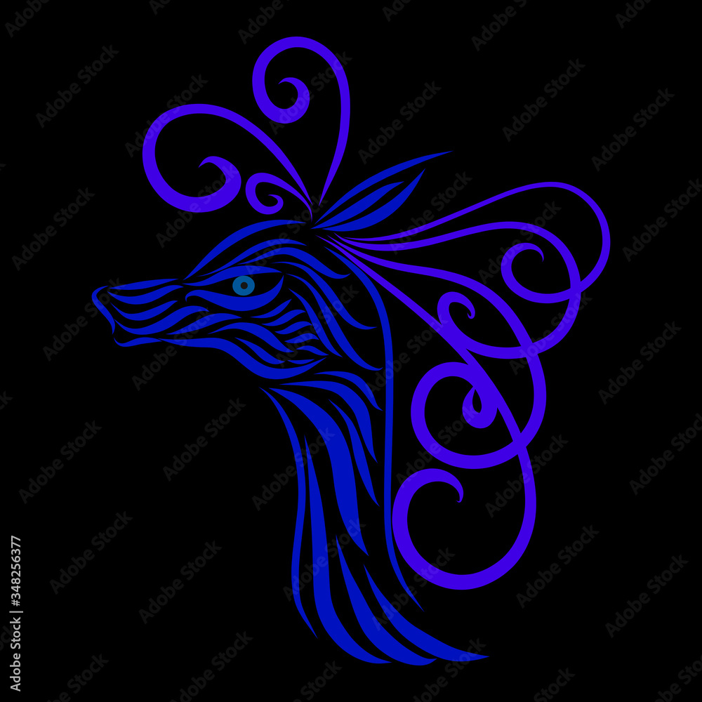 abstract antelope head of a tribal wild fairy tale creature fantasy ...