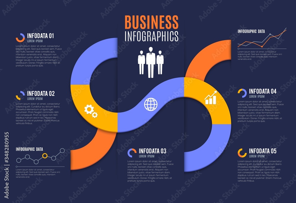 Business infographics with chart and graph vector elements. Information ...