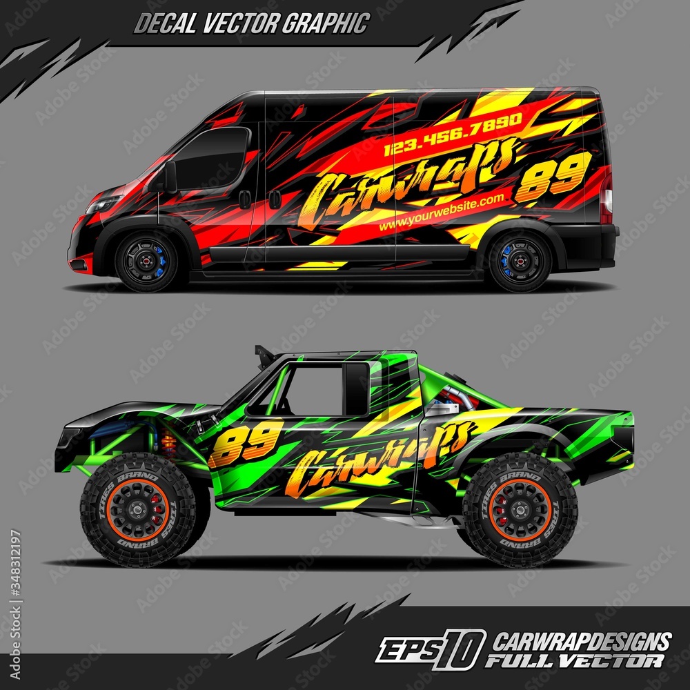 Car wrap decal graphic design. Abstract stripe racing and sport ...
