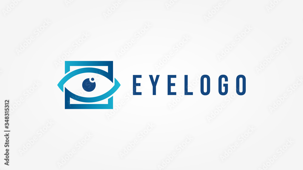 Abstract Eye Logo. Blue Gradient Linear Style with Square Frame ...