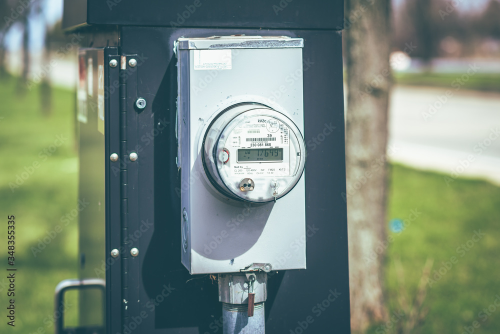 Electrical Utility Meter. Close up of the face of an electrical meter ...