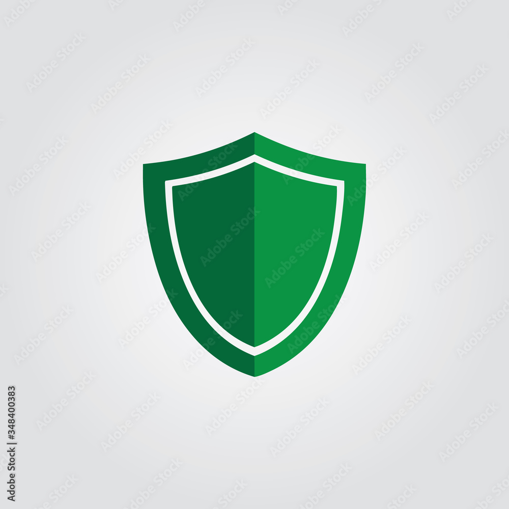 sheild logo,flat green thin line modern cutted icon isolated on white ...