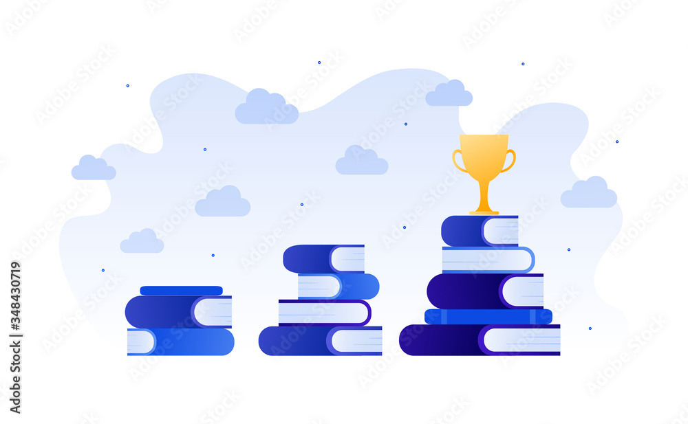 Student education and ladder of success concept. Vector flat ...