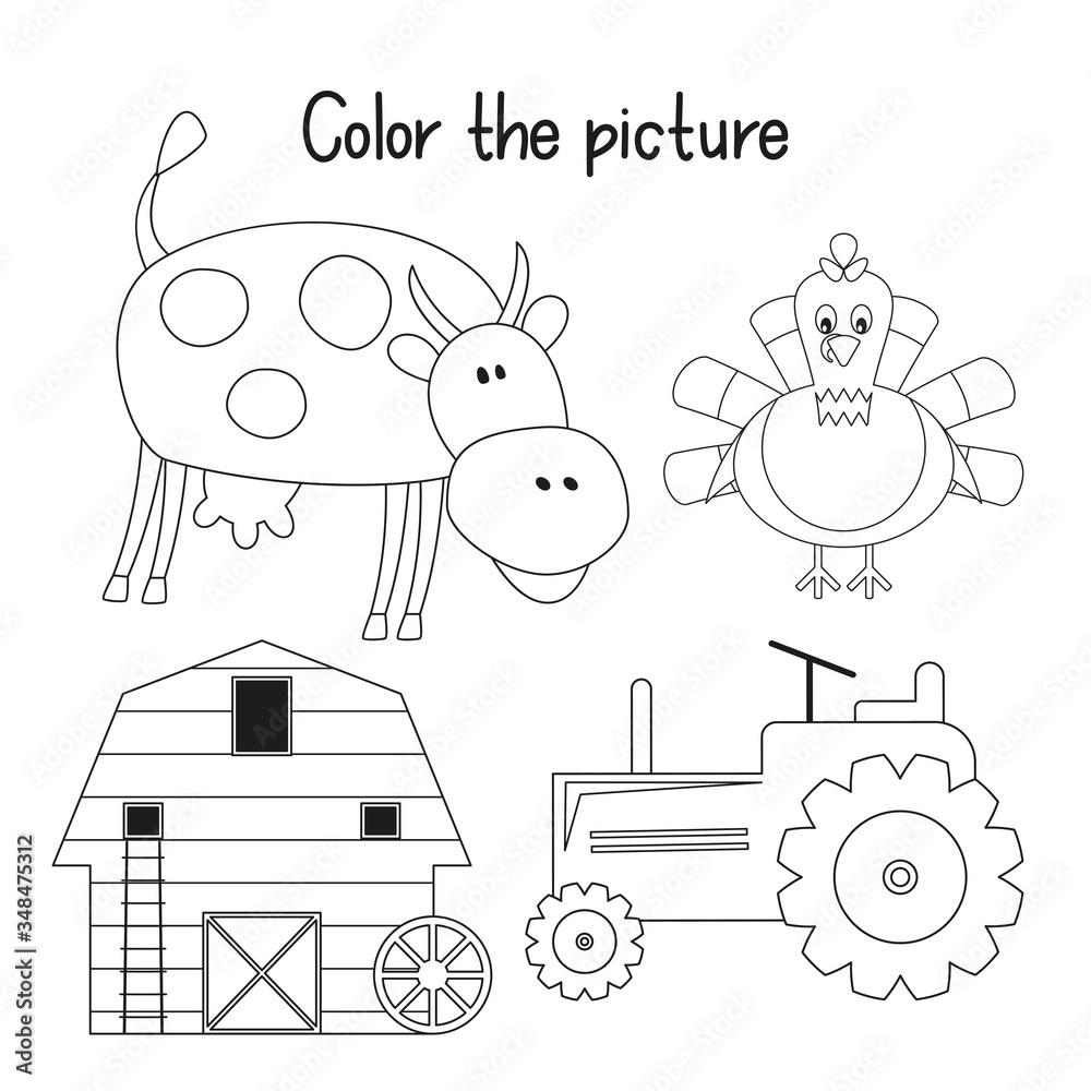 Stock-Vektorgrafik „Color the Picture. Coloring Page for Kids - Farm ...