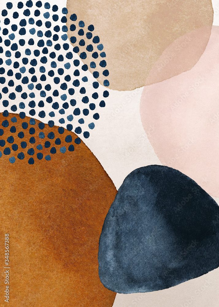 Border. Orange, navy blue, blush, pink, ivory, beige watercolor ...