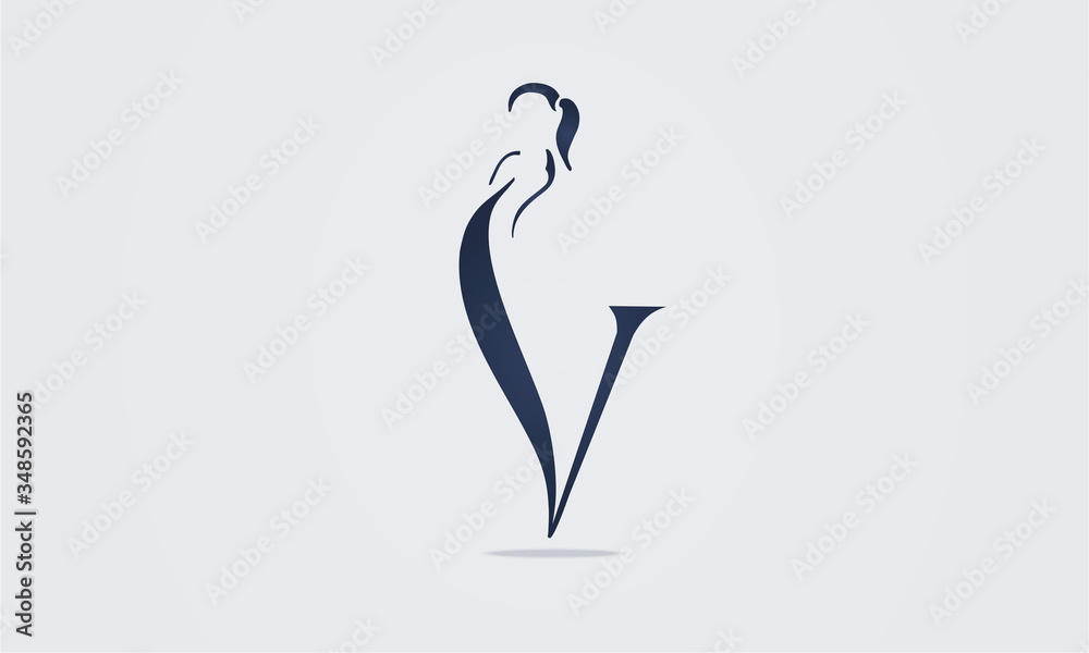 Beauty V letter logotype. Monogram with girl line shape. Woman ...
