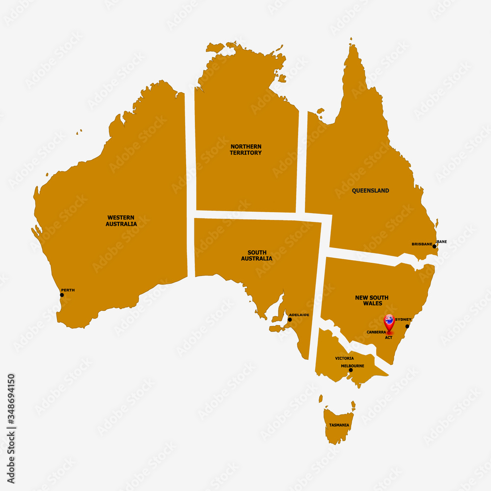 Map of Australia. Australian infographic. Bright Map regions of ...