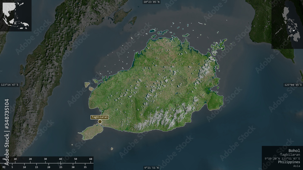 Bohol, Philippines - composition. Satellite Stock Illustration | Adobe ...