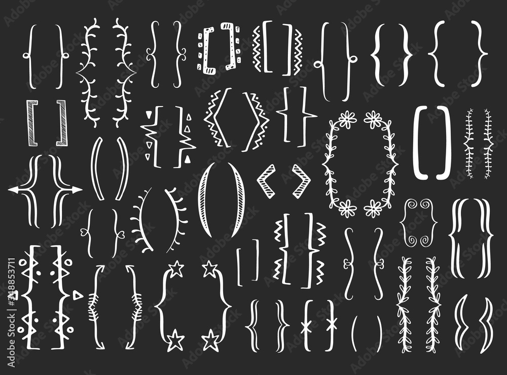 Different hand drawn brackets set. Stock Vector | Adobe Stock