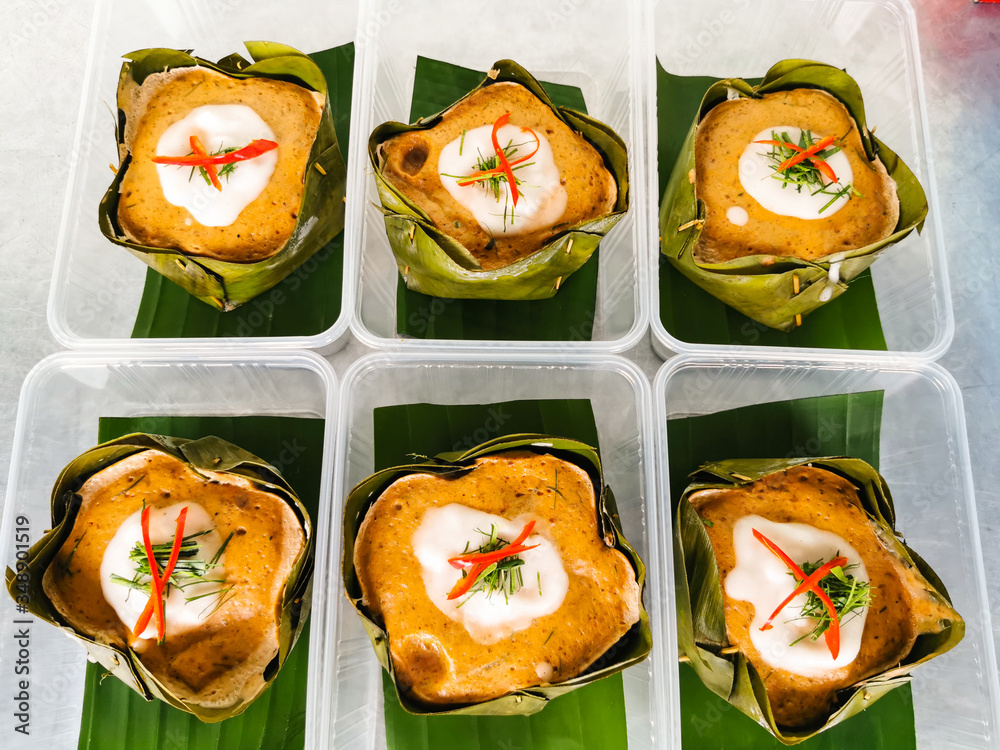 ็Hor Mok is Thai style steamed fish curry. It is fish meat mixed with ...