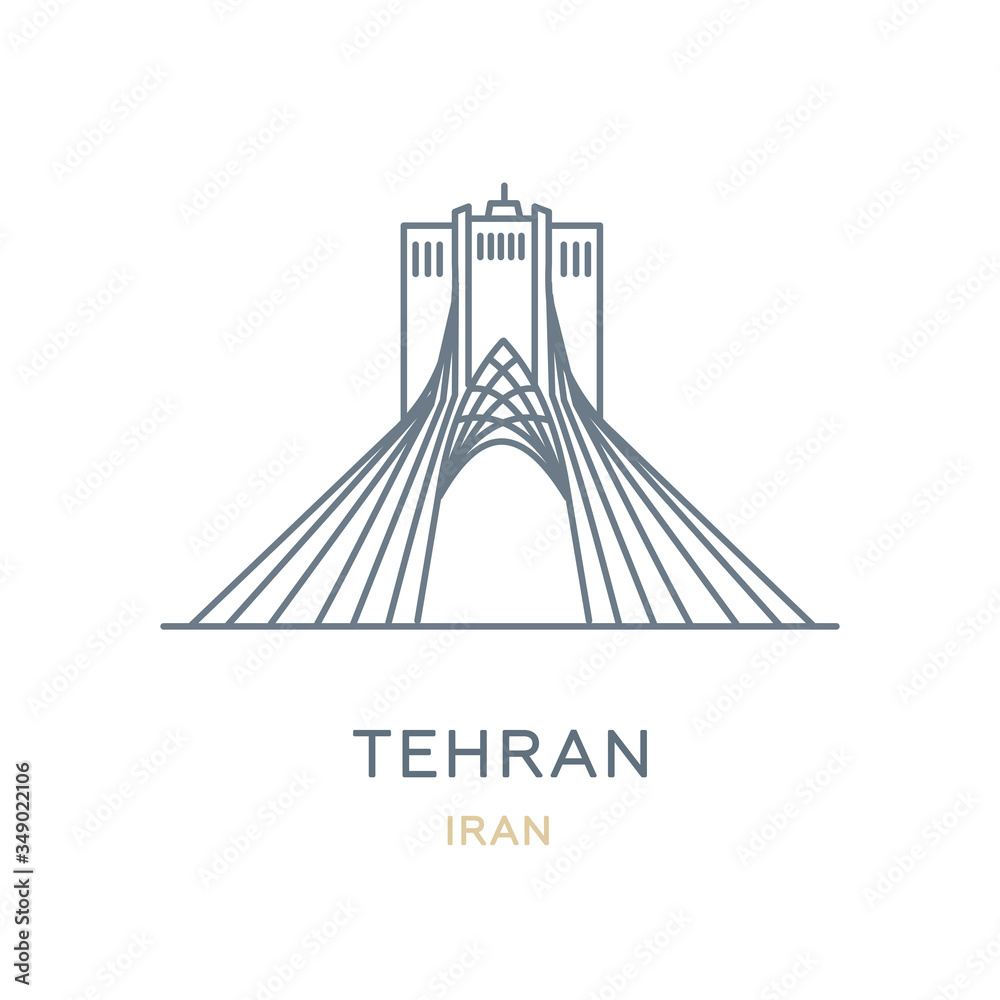 Tehran, Iran. Line icon of the city in Western Asia. Outline symbol for ...