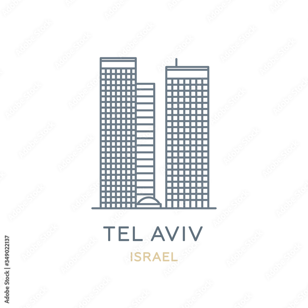 Tel Aviv, Israel. Line icon of the city in Western Asia. Outline symbol ...