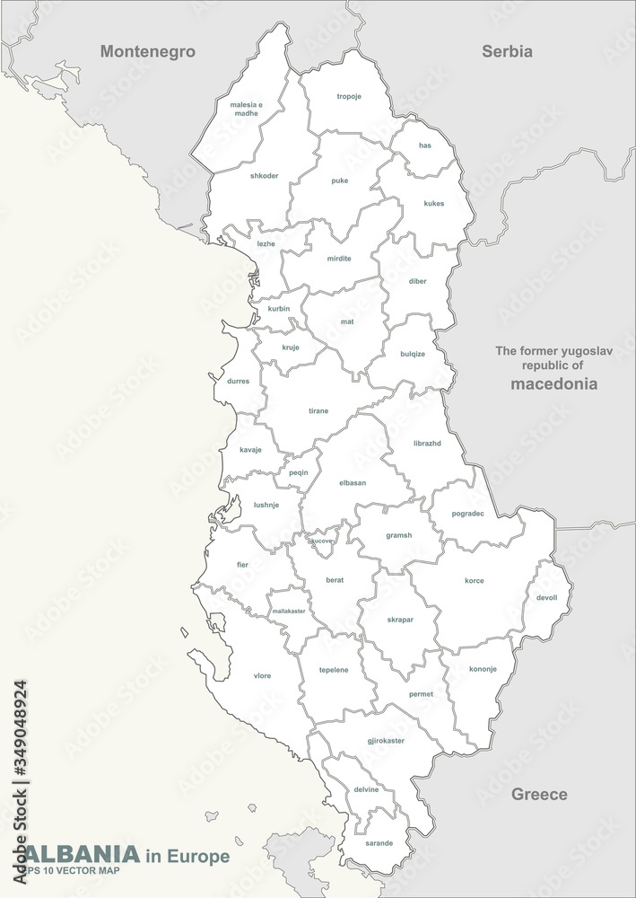 albania map. vector map of albania in europe country. Stock Vector ...