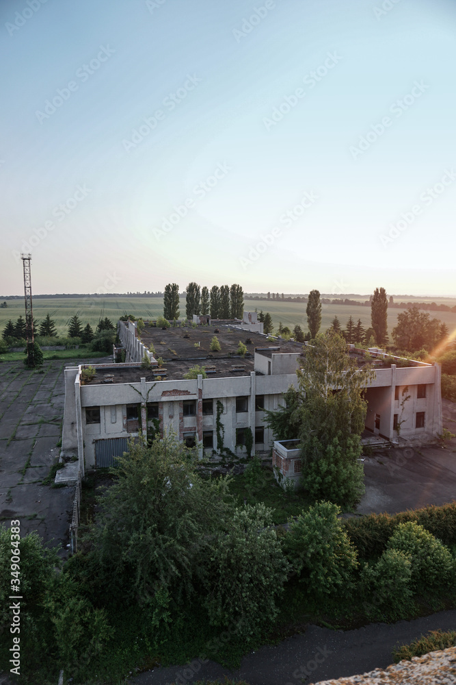 Ruins of abandoned buildings in 1986. Soviet architecture in Chernobyl ...