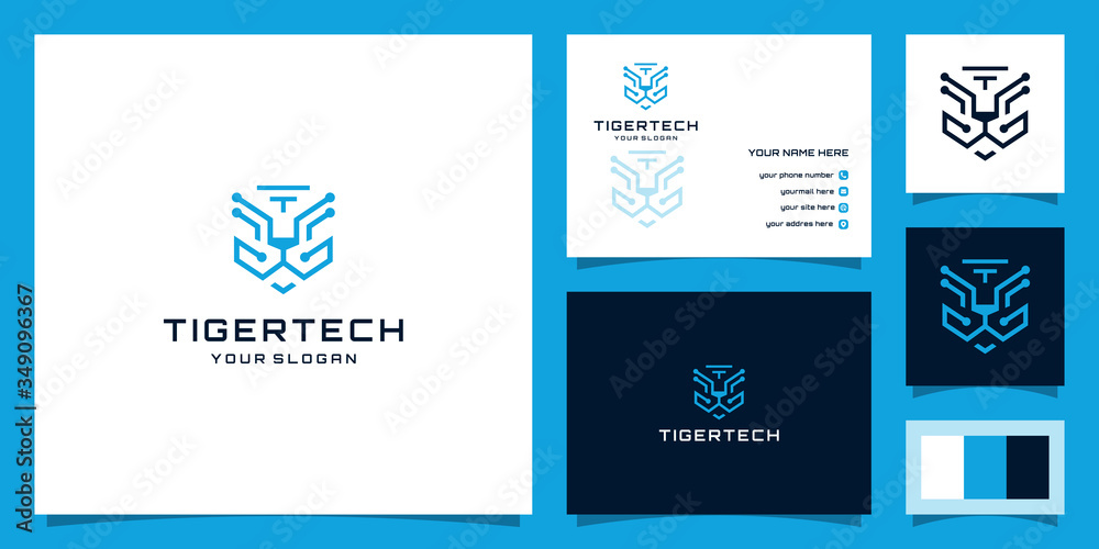 illustration of tiger technology logo. modern, sophisticated and savage ...