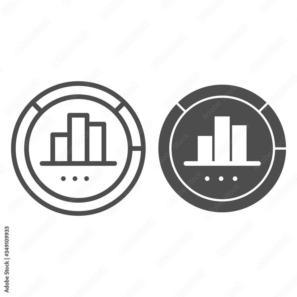 Diagrams circle and histogram line and solid icon. Business ...