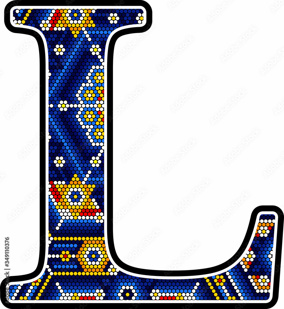 initial capital letter L with colorful dots. Abstract design inspired ...