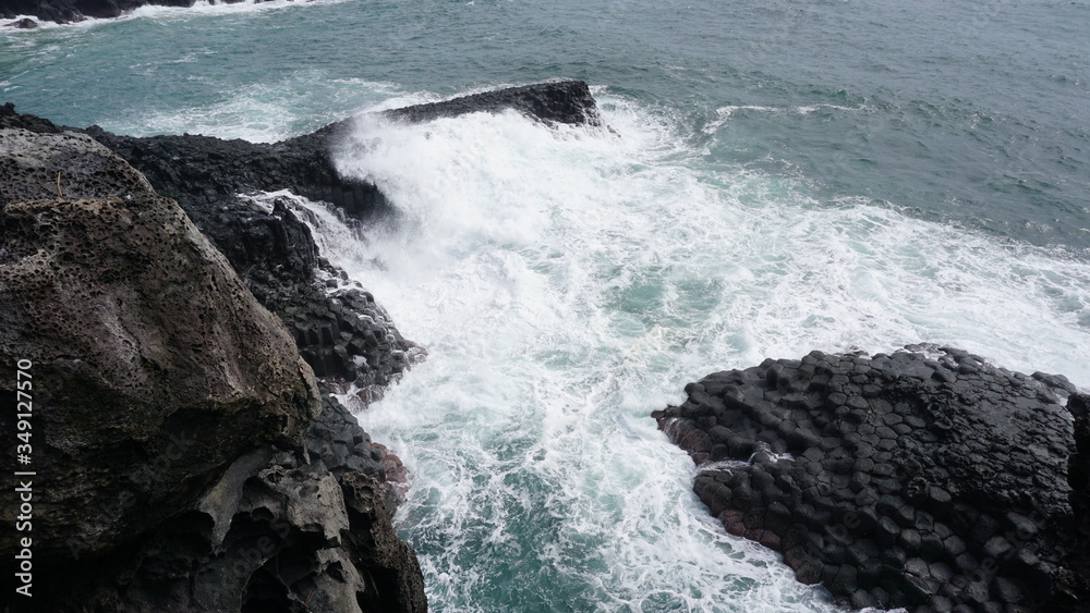 Columnar joints in Jeju Island Stock Photo | Adobe Stock