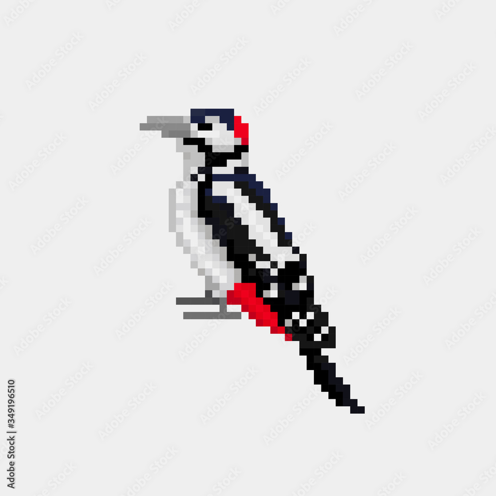 vector pixel art bird Woodpecker isolated 8 bit Stock Vector | Adobe Stock