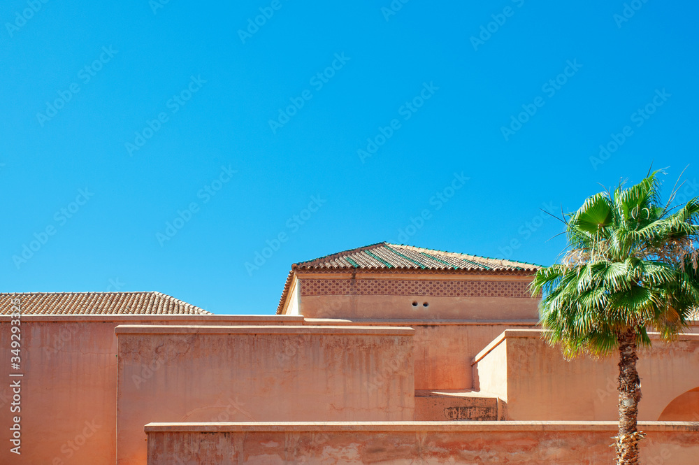 Typical Moroccan architecture, a traditional building with Islamic and ...