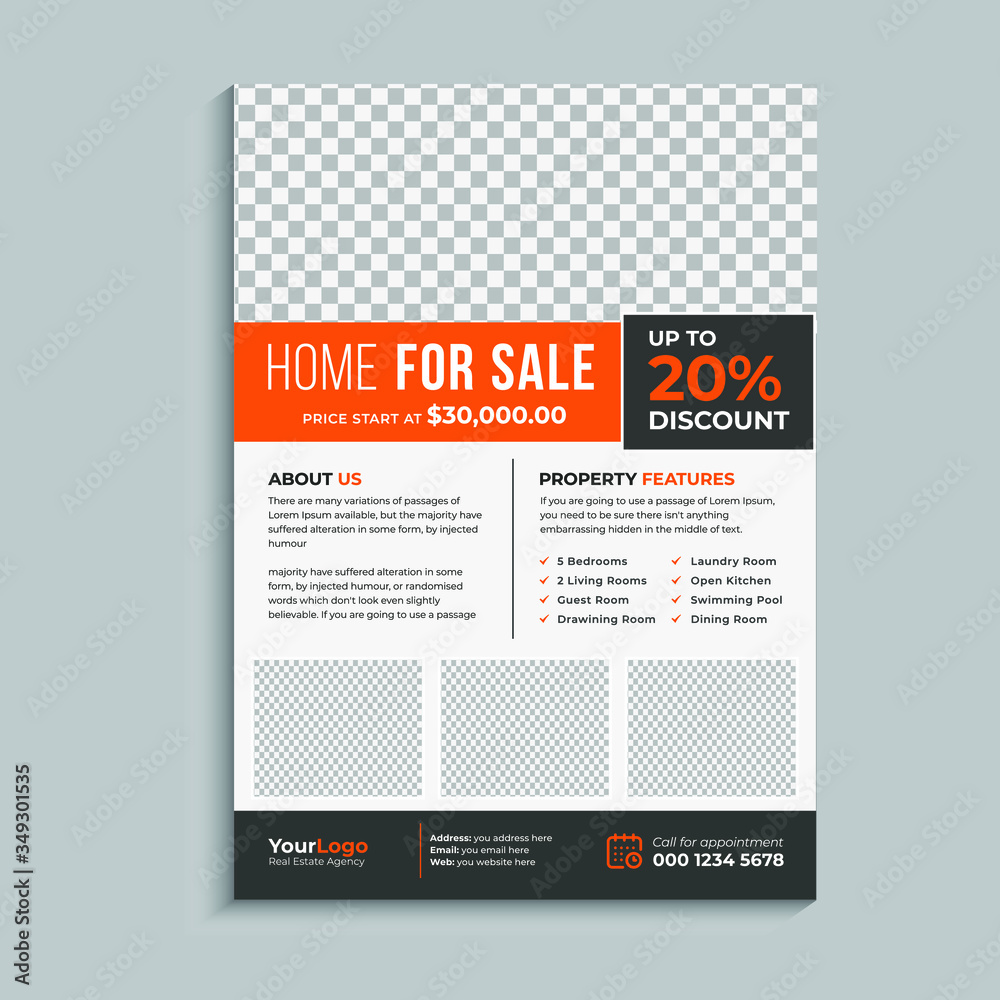 Real Estate Flyer design. Corporate business report cover, brochure, or ...