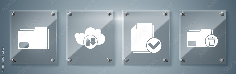 Set Delete folder, Document and check mark, Cloud download and upload and Document folder ...