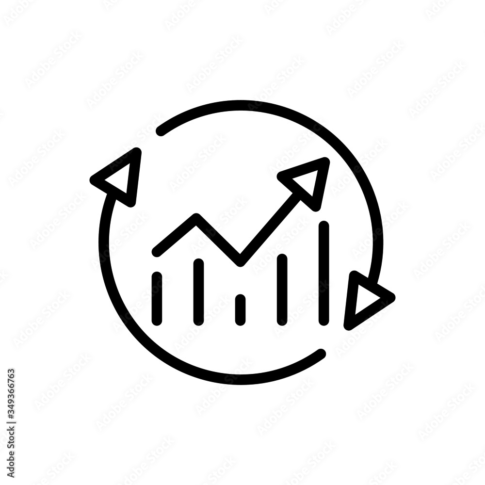 a growth chart with circular arrows in outline style on white ...
