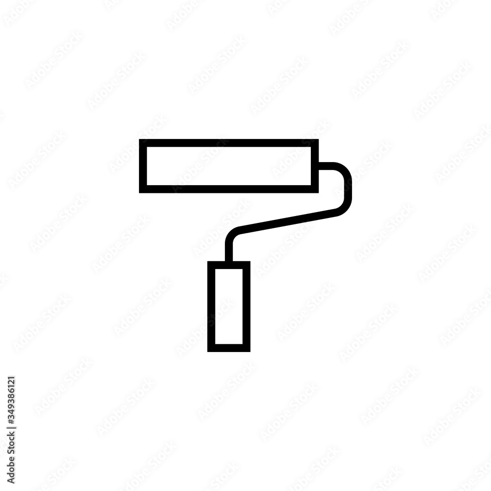 paint roll icon template in outline style on white background, paint ...