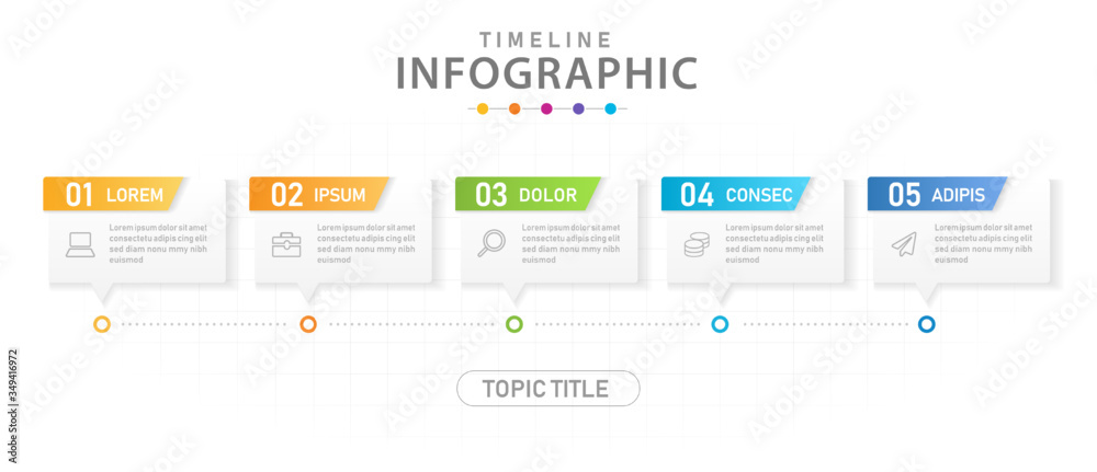 Infographic template vector 5 Steps Modern Timeline diagram calendar ...