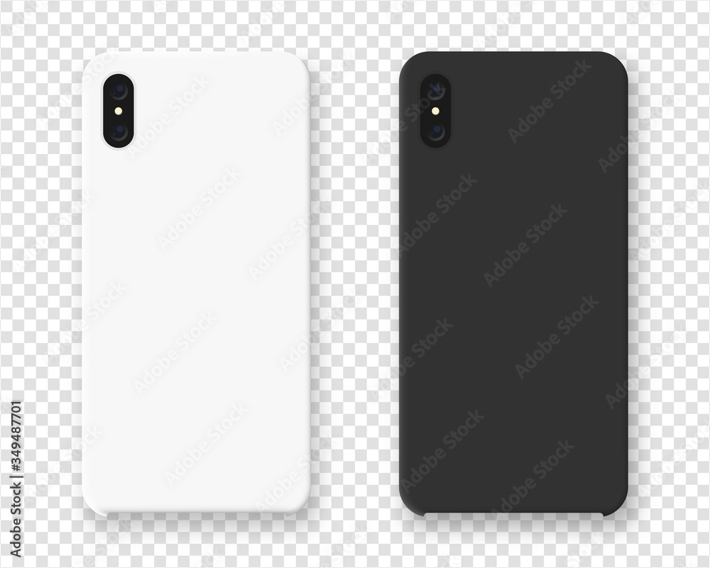 Smartphone case mockup. Realistic cases for smartphone isolated on ...