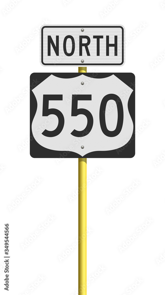 Vector illustration of the Route 550 (Million Dollar Highway, Colorado ...