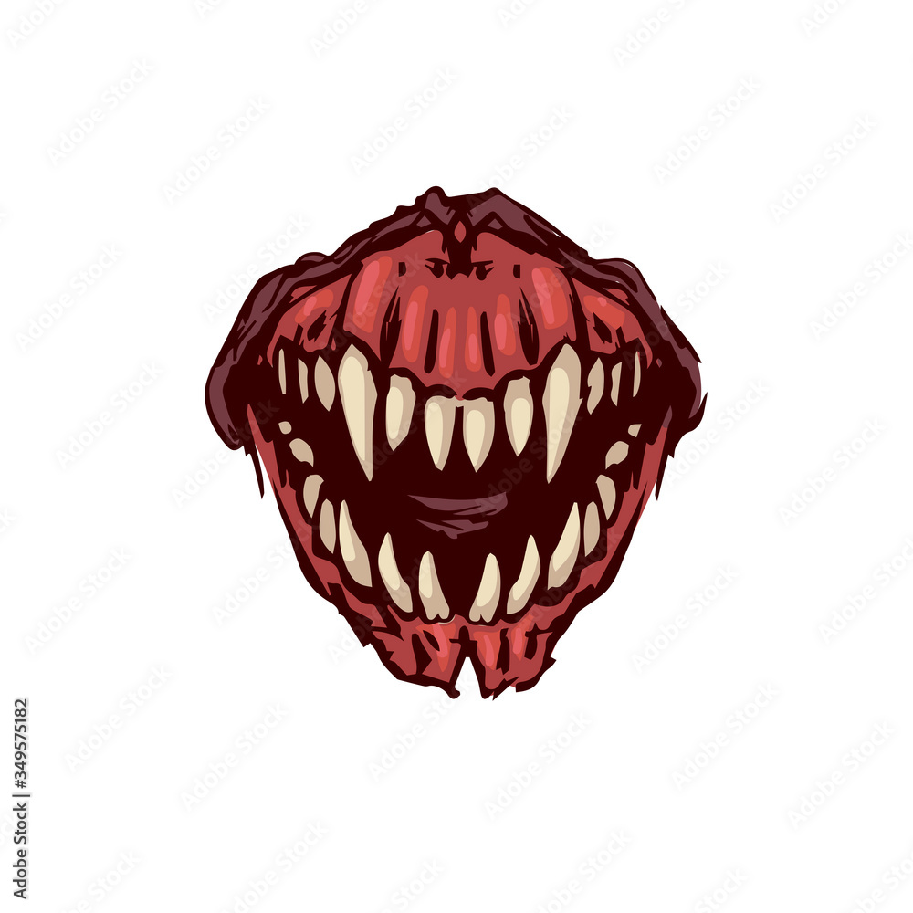 Scary fanged monster jaws Horror mask print Stock Vector | Adobe Stock