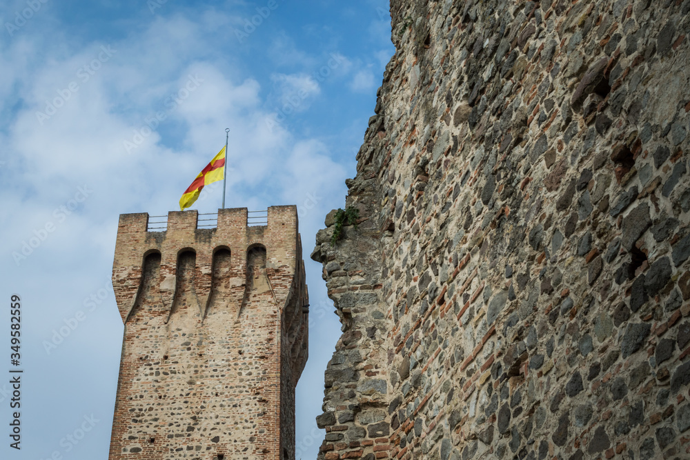wall fortifications and towers of the Este (Padova) medieval castle in ...