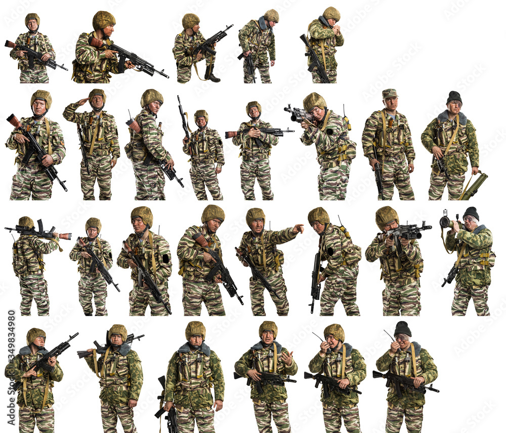Collage of male in uniform conforms to Russian army special forces ...