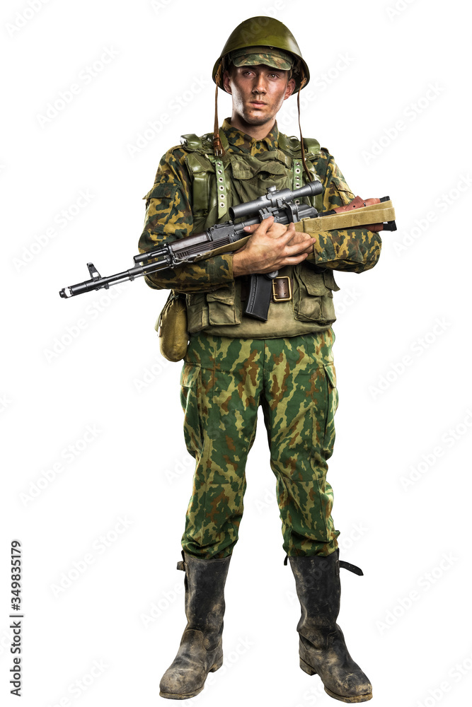 Male in uniform conforms to Russian army special forces (OMON) in War ...